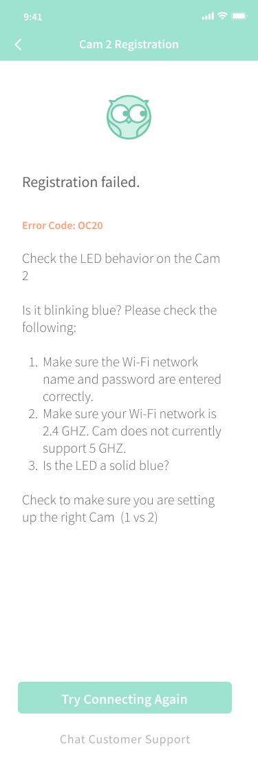 Cam 2 foutcodes – Helpcentrum